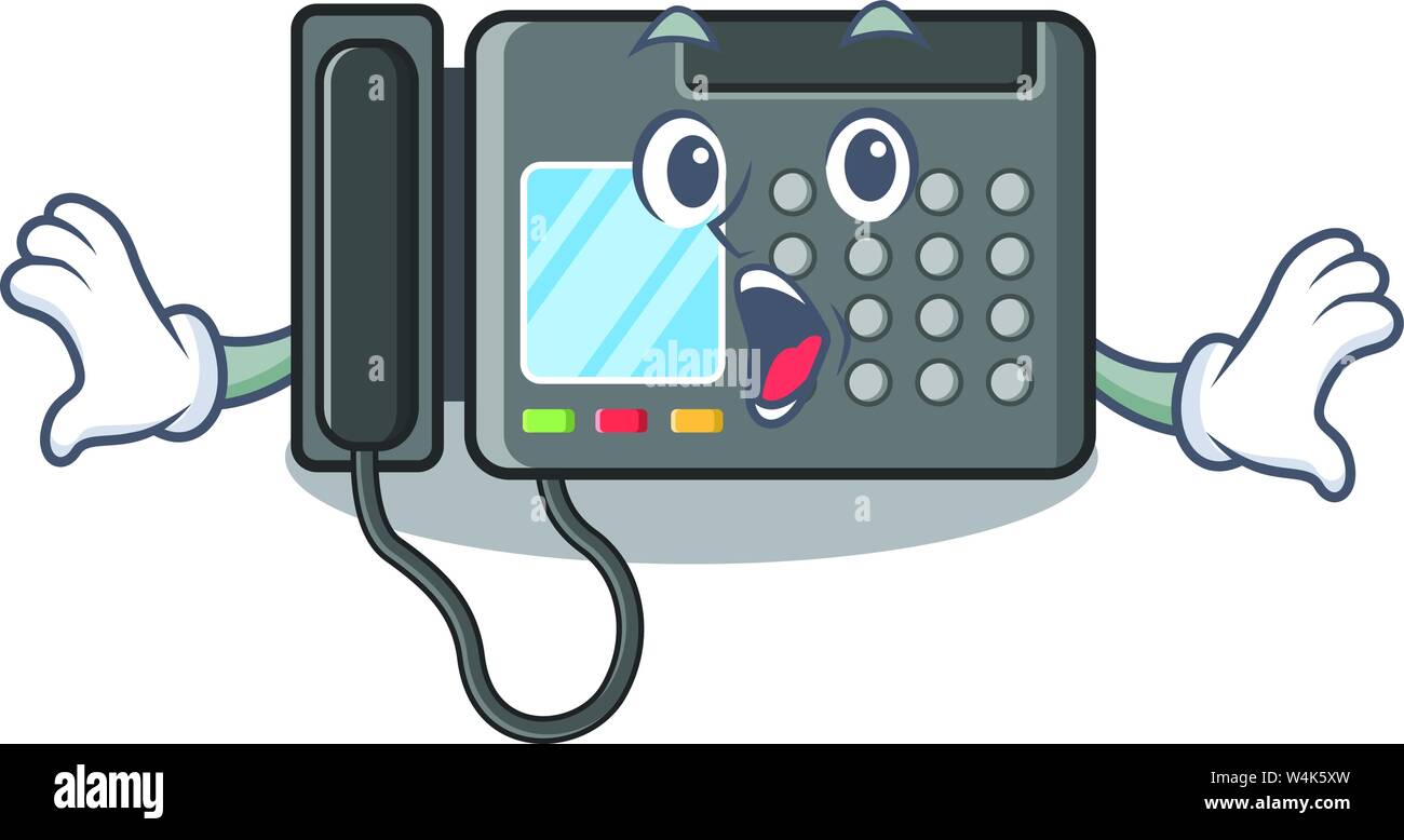 Surprised fax machine above the cartoon table vector illustration Stock ...