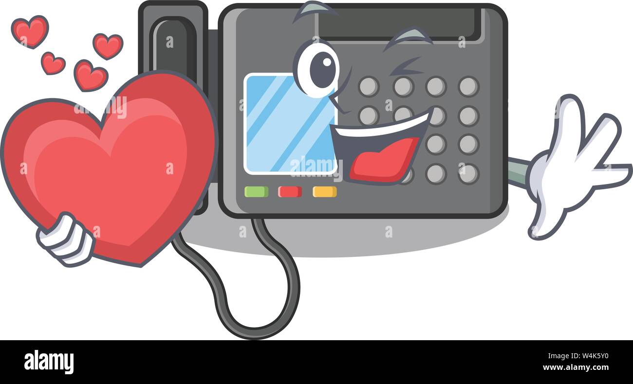 With heart fax machine above the cartoon table vector illustration ...