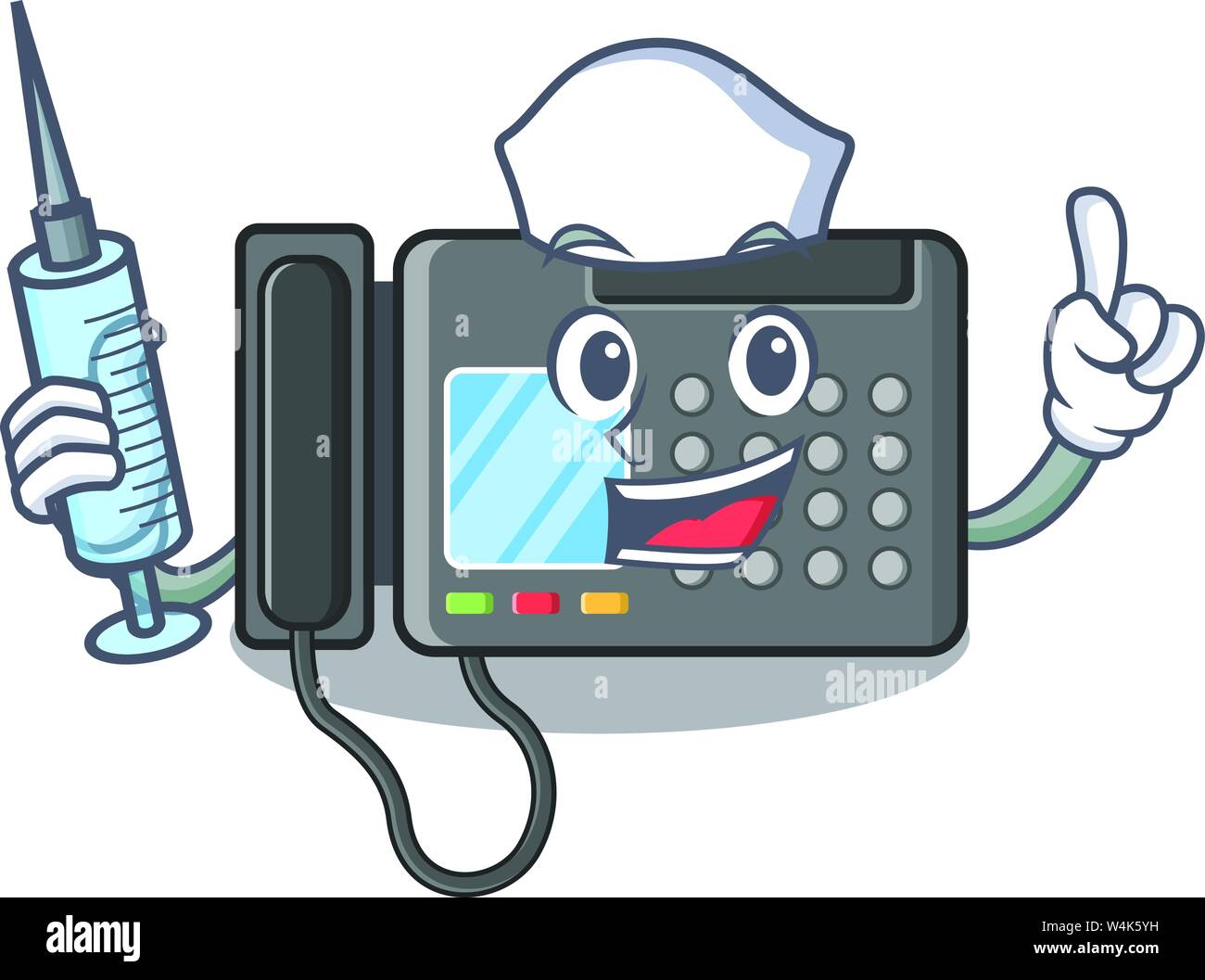 Nurse fax machine in the character shape vector illustration Stock ...