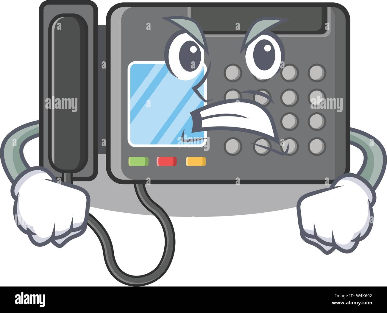 Angry fax machine above the cartoon table vector illustration Stock ...