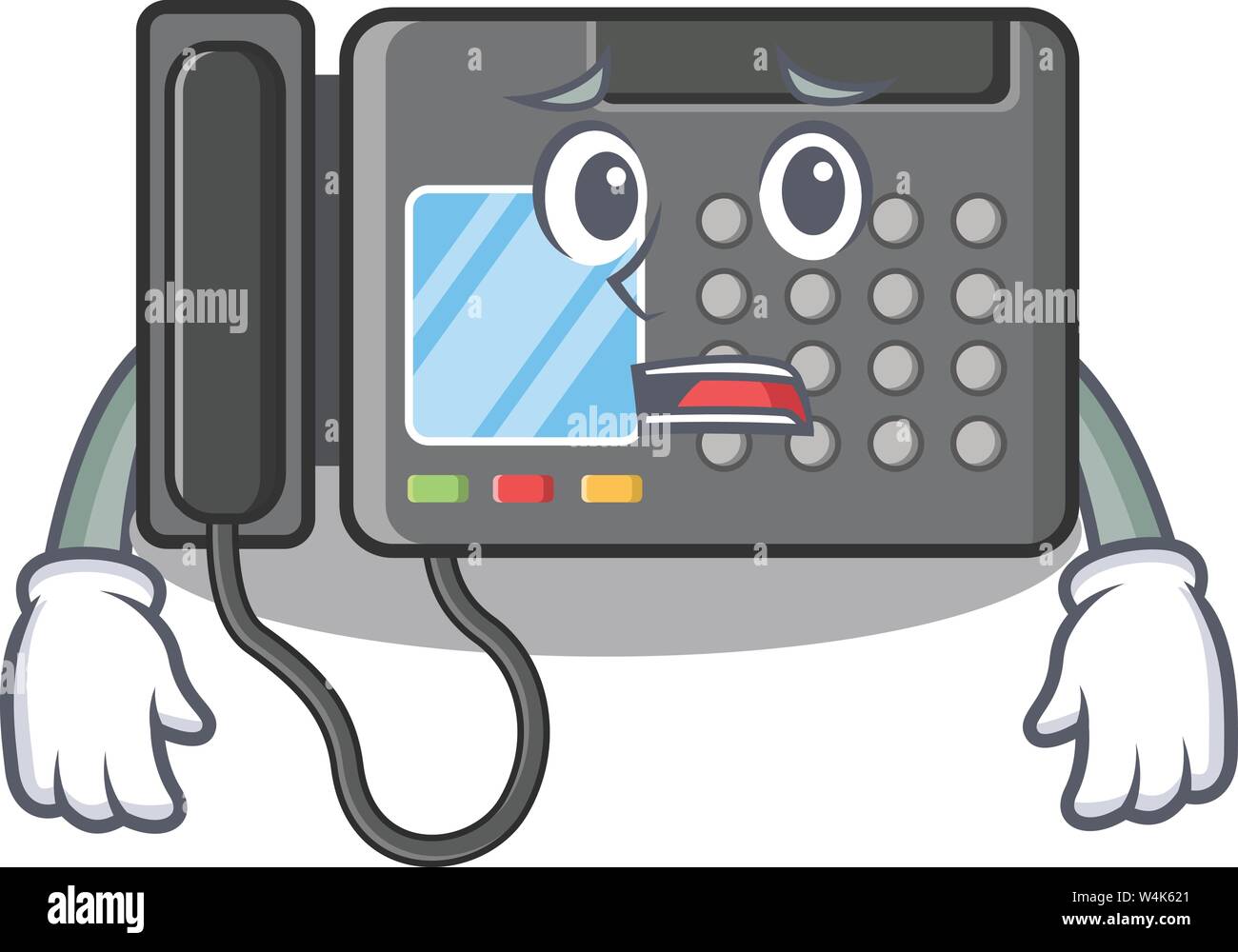 Afraid fax machine above the cartoon table vector illustration Stock ...