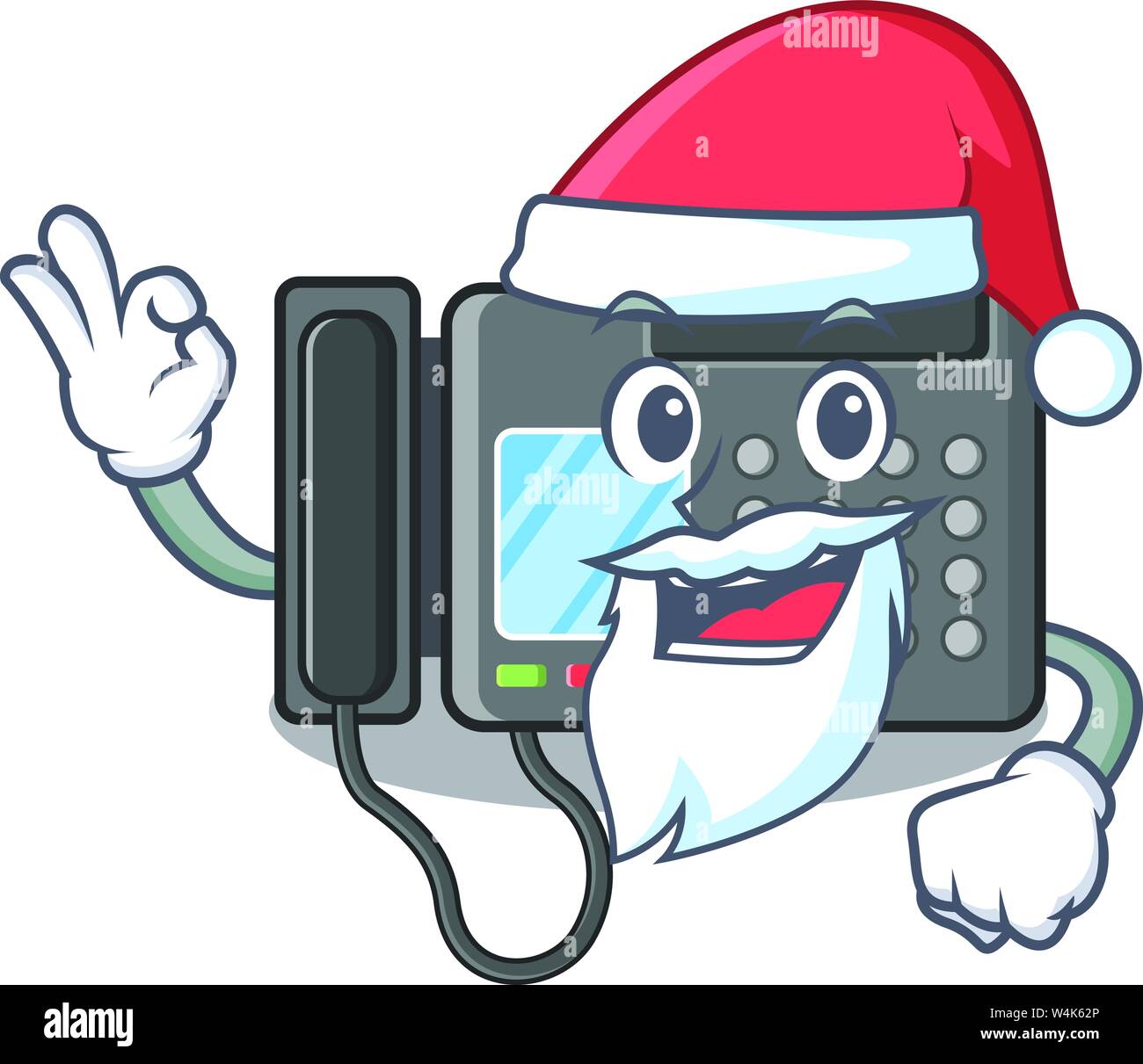 Santa fax machine stuck the cartoon wall vector illustration Stock ...
