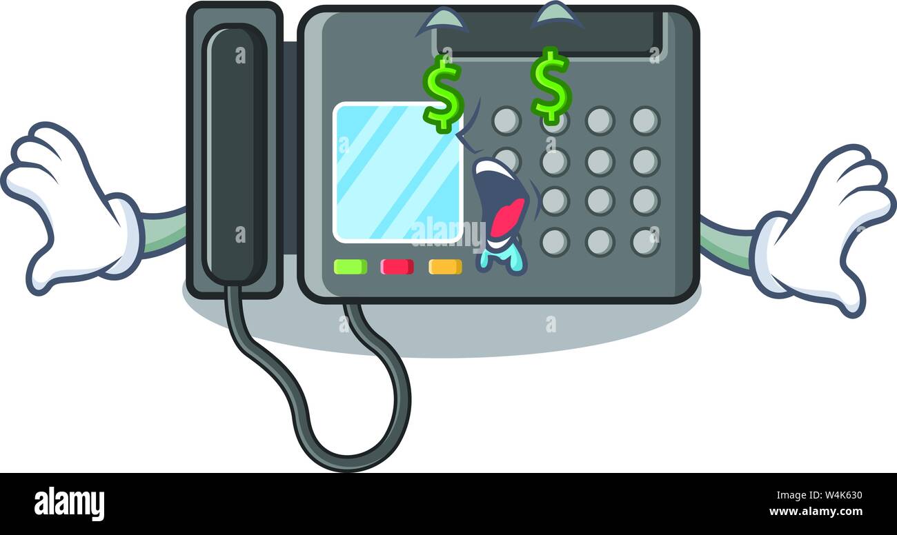 Money eye fax machine stuck the cartoon wall vector illustration Stock ...