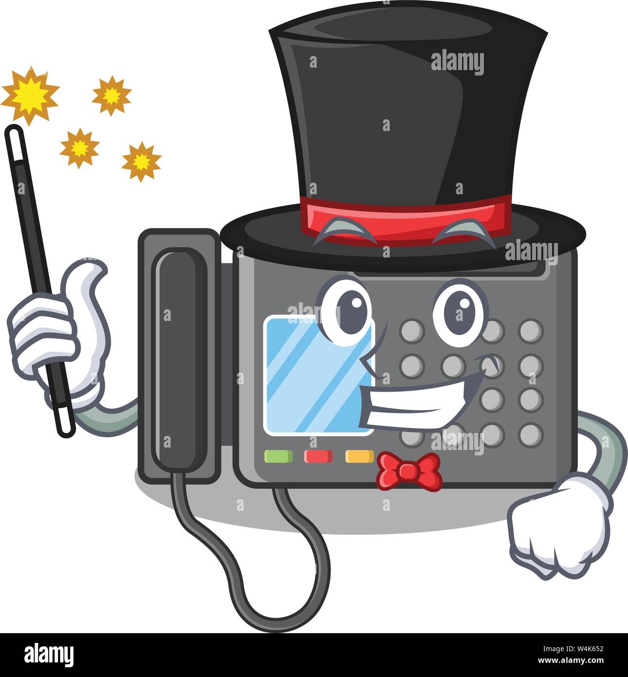 Magician fax machine stuck the cartoon wall vector illustration Stock ...