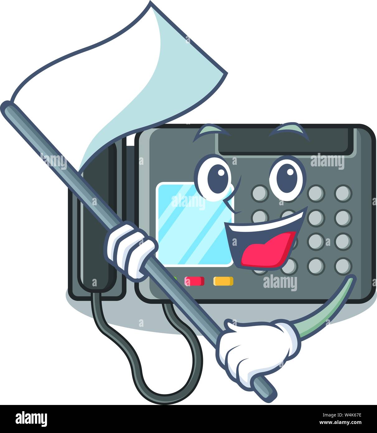 With flag fax machine stuck the cartoon wall vector illustration Stock ...