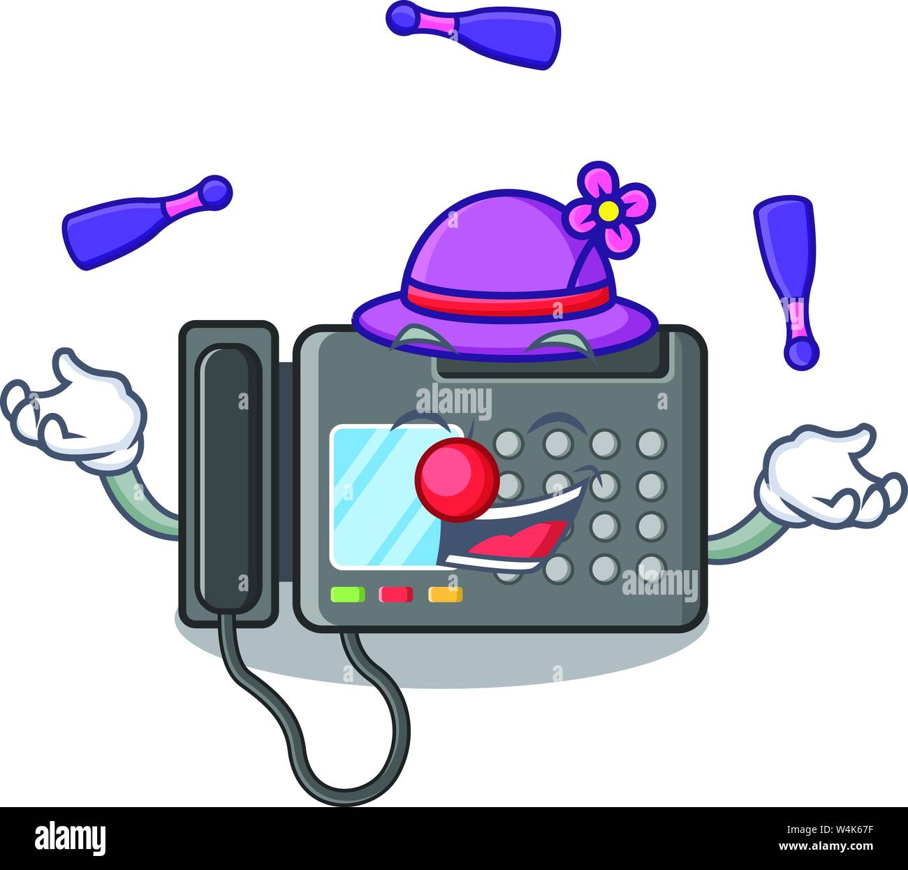 Juggling fax machine stuck the cartoon wall vector illustration Stock ...