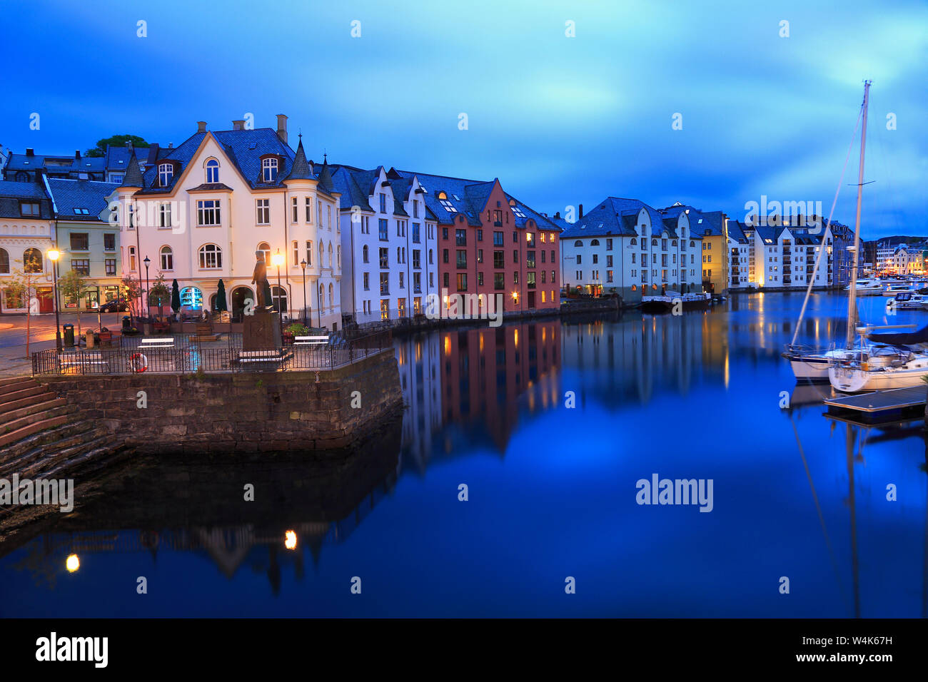 Alesund skyline architecture at dusk, in Norway Stock Photo - Alamy