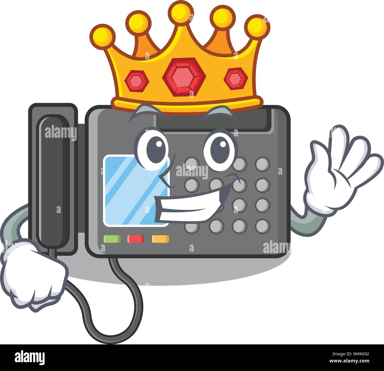 King fax machine stuck the cartoon wall vector illustration Stock ...