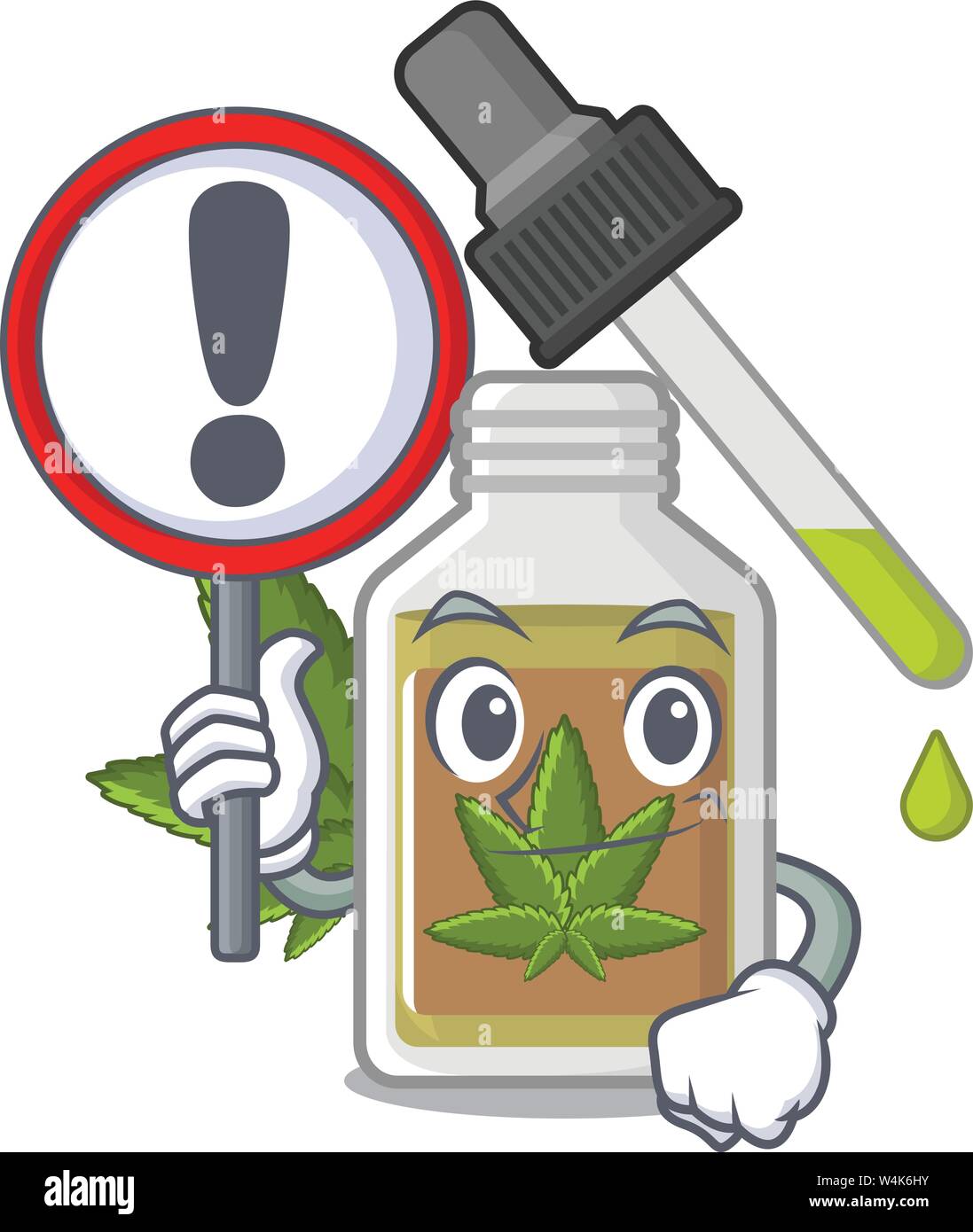 With sign hemp oil in the character bottle vector illustration Stock ...