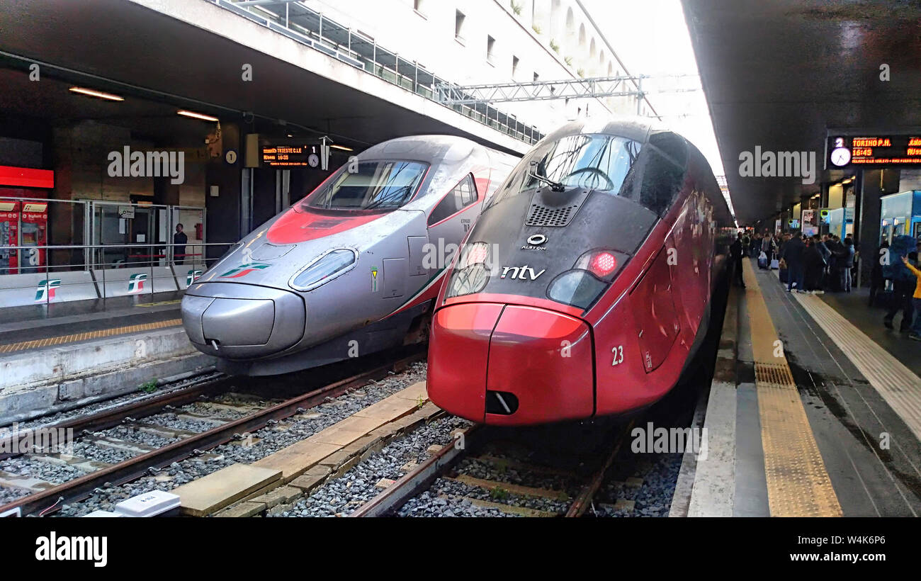 Italy, Rome, 06.10.2018, high-speed train at the railway station, Italy ...