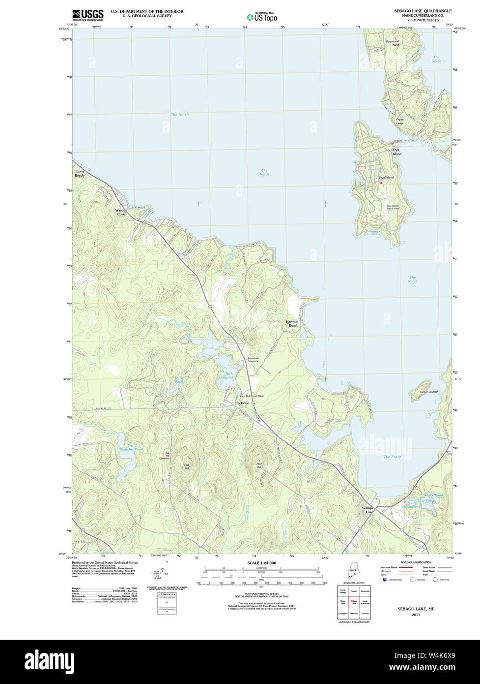 Maine USGS Historical Map Sebago Lake 20110830 TM Restoration Stock ...