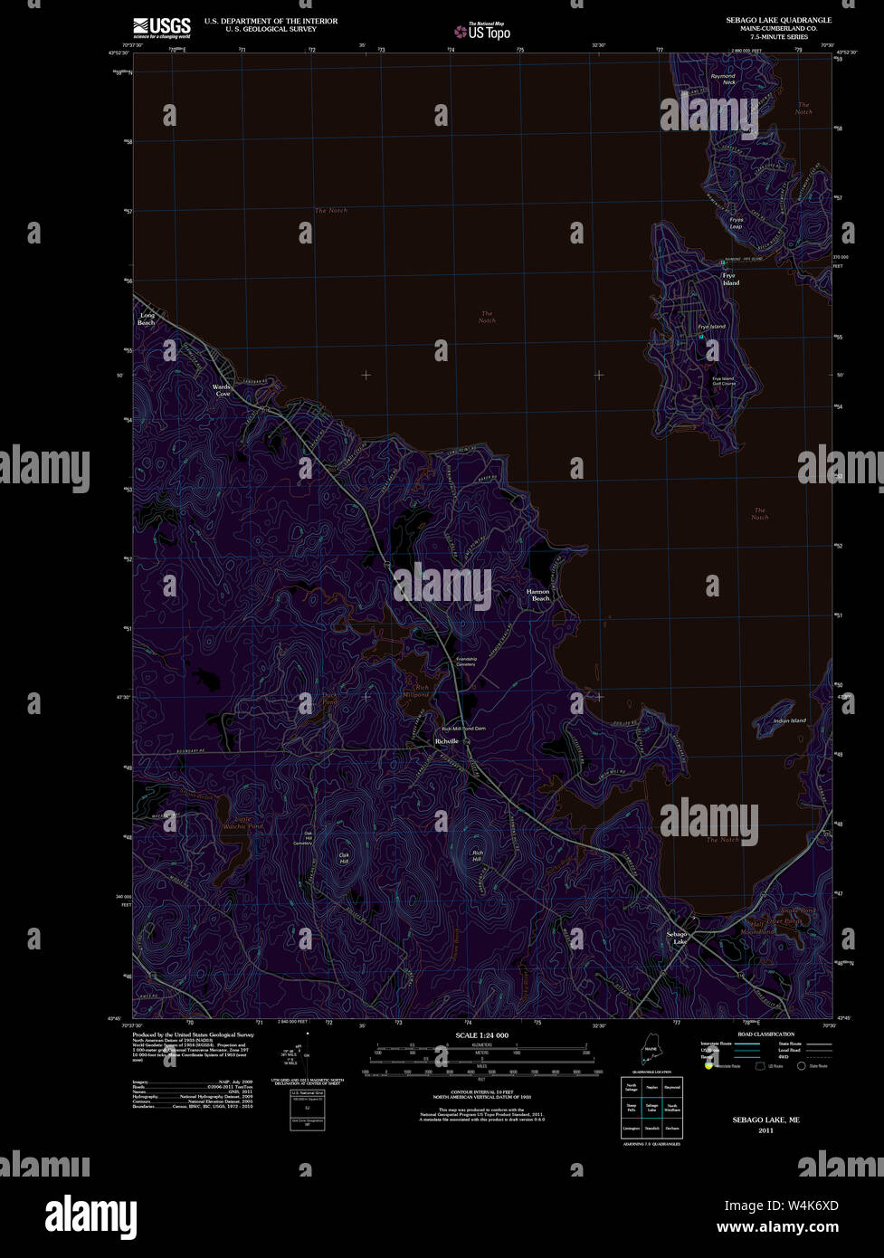 Maine USGS Historical Map Sebago Lake 20110830 TM Inversion Restoration ...