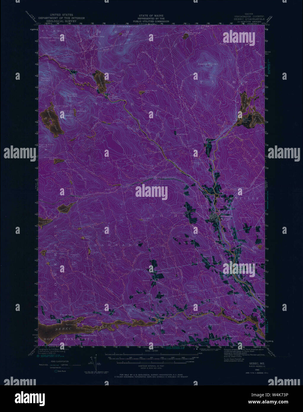 Maine USGS Historical Map Sebec 306765 1940 62500 Inversion Restoration ...