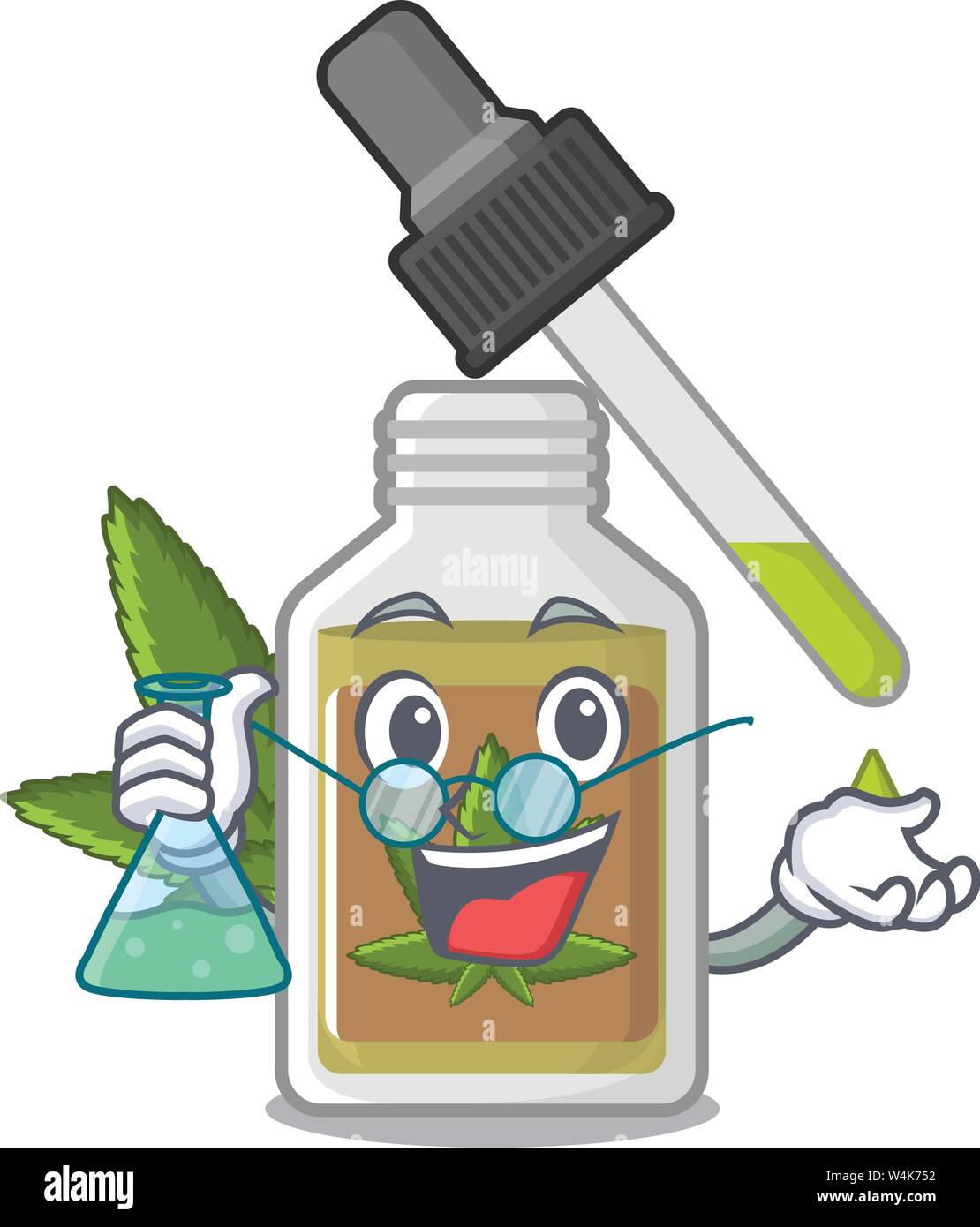 Professor hemp oil in the cartoon shape vector illustration Stock ...