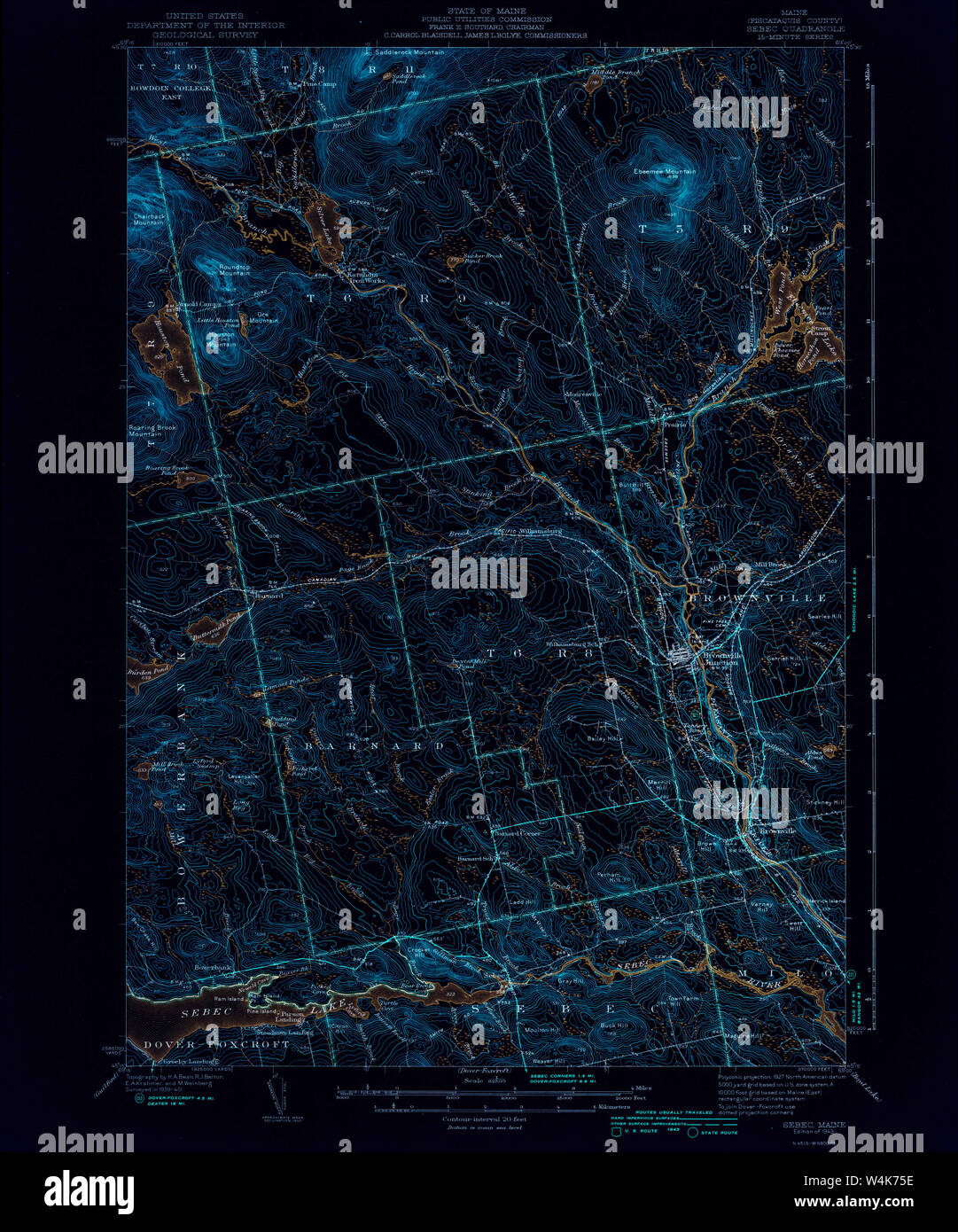 Maine USGS Historical Map Sebec 460853 1943 62500 Inversion Restoration ...