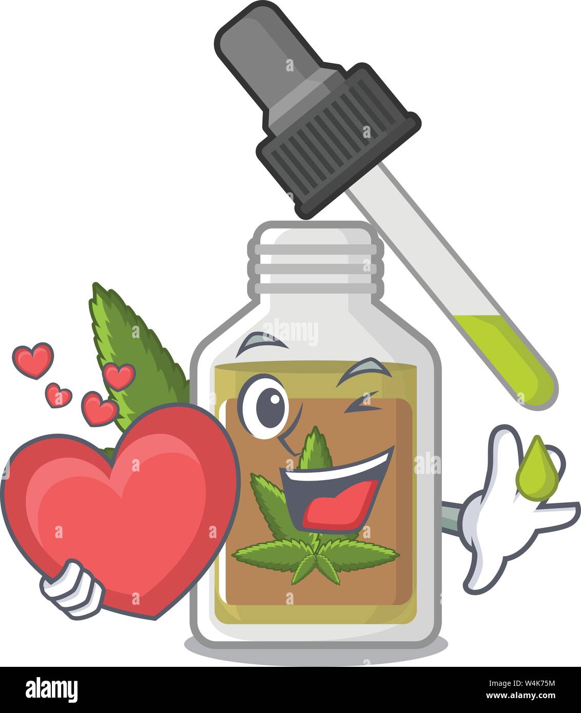 With heart hemp oil isolated with the cartoon vector illustration Stock ...