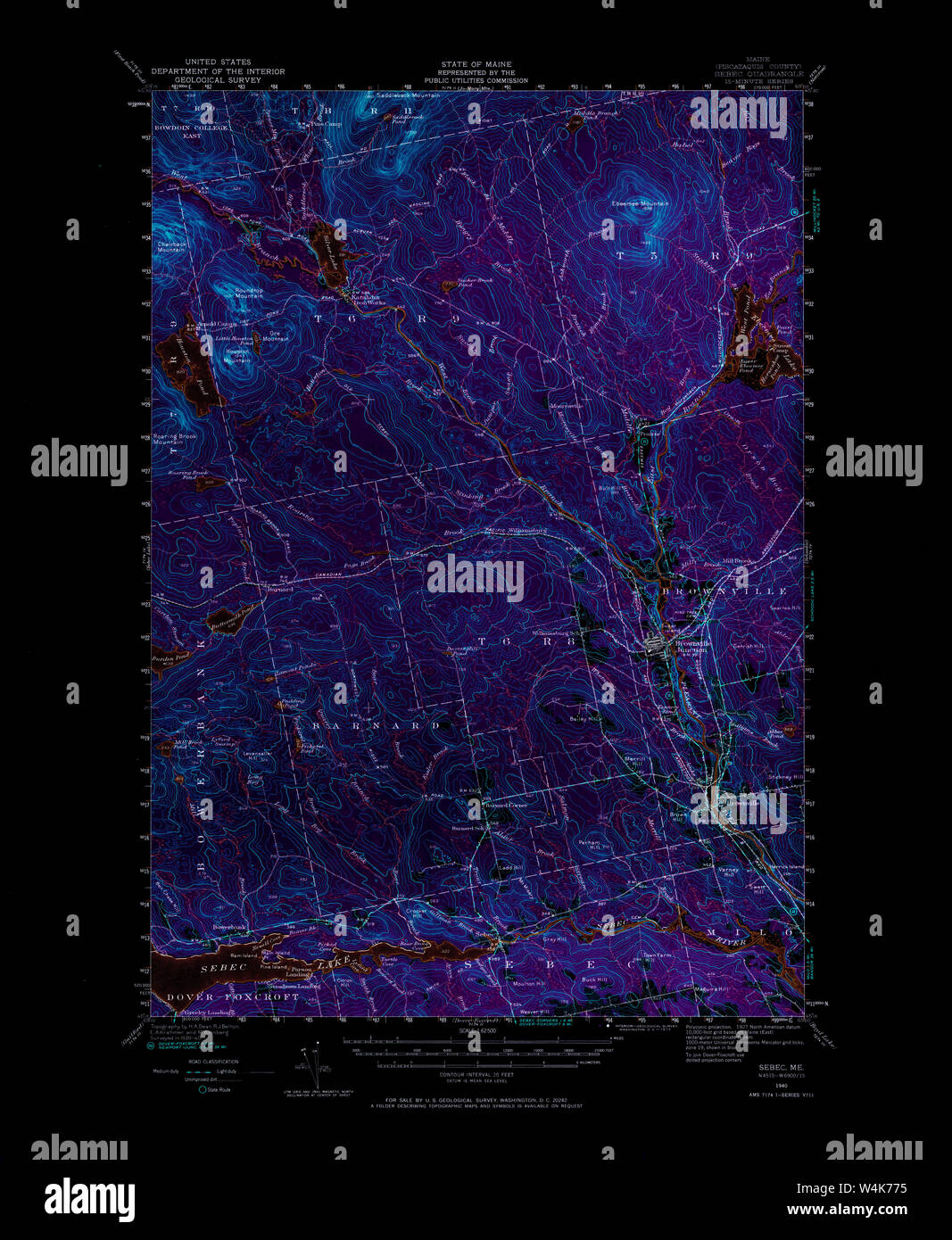 Maine USGS Historical Map Sebec 460856 1940 62500 Inversion Restoration ...