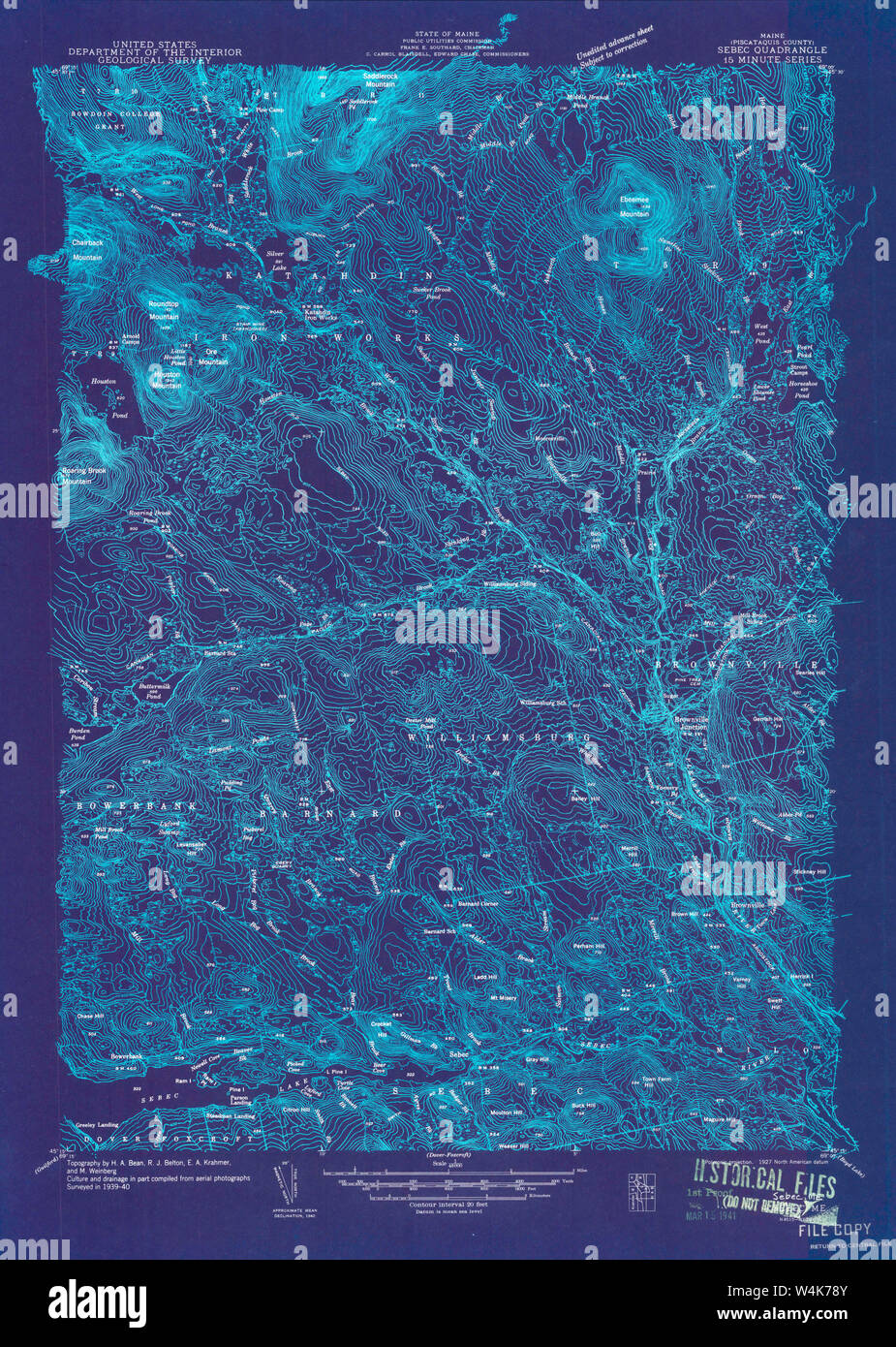 Maine USGS Historical Map Sebec 807140 1940 48000 Inversion Restoration ...