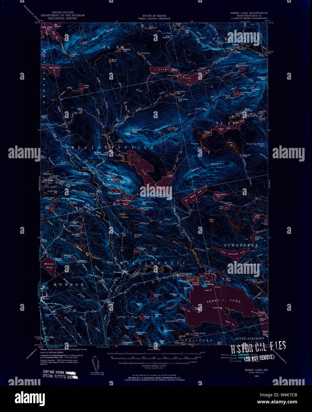 Maine USGS Historical Map Sebec Lake 460857 1950 62500 Inversion ...