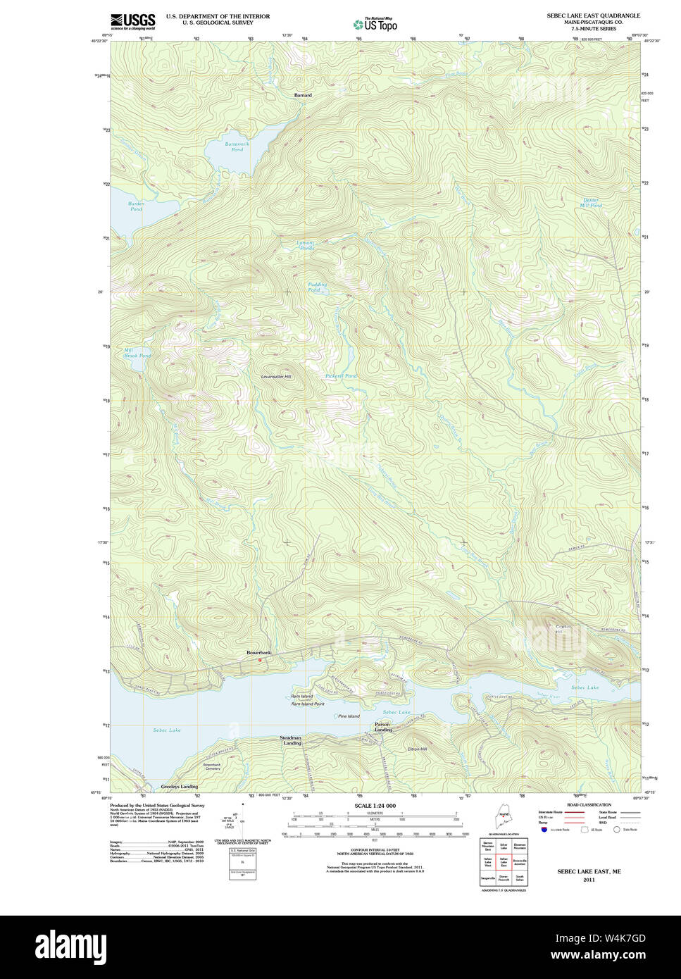 Maine USGS Historical Map Sebec Lake East 20110909 TM Restoration Stock ...