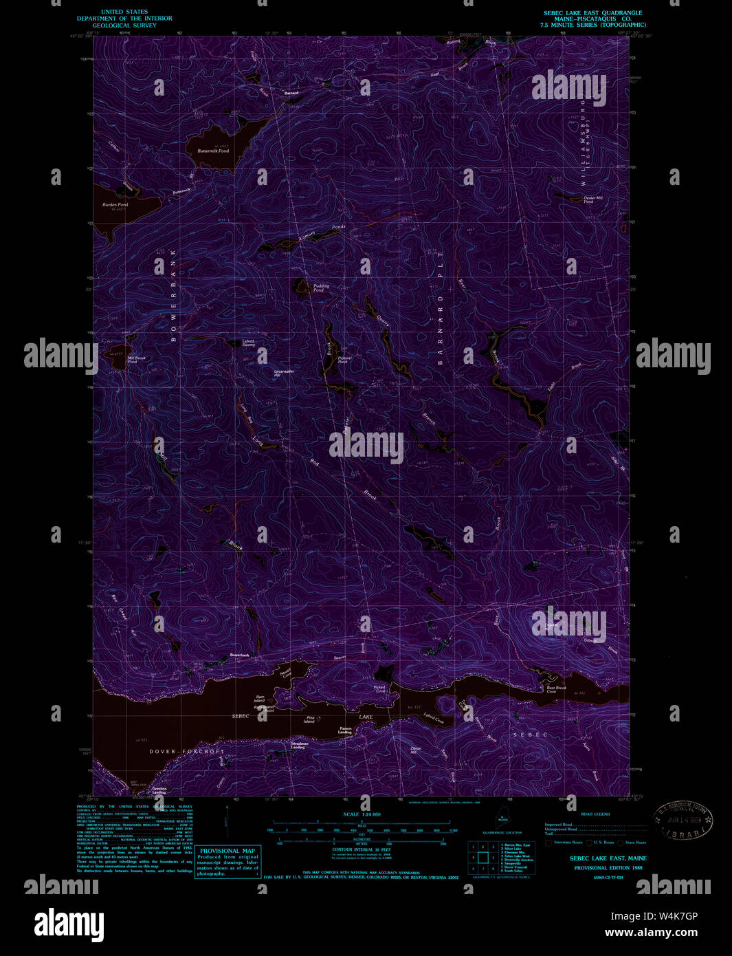Maine USGS Historical Map Sebec Lake East 460861 1988 24000 Inversion ...