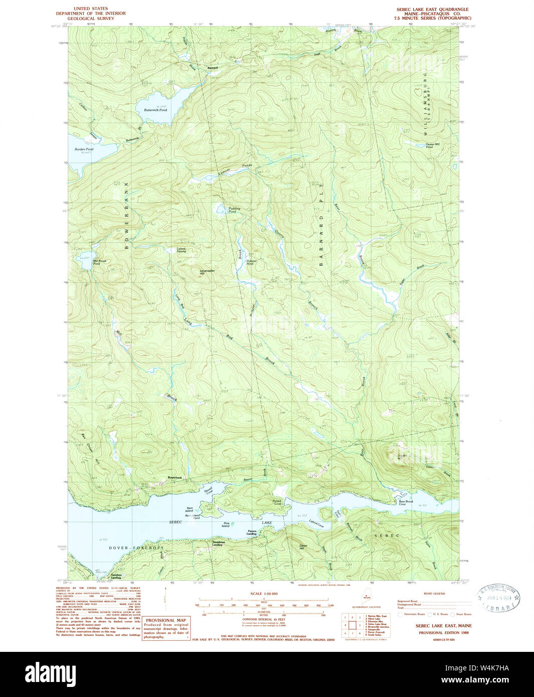 Maine USGS Historical Map Sebec Lake East 460861 1988 24000 Restoration ...