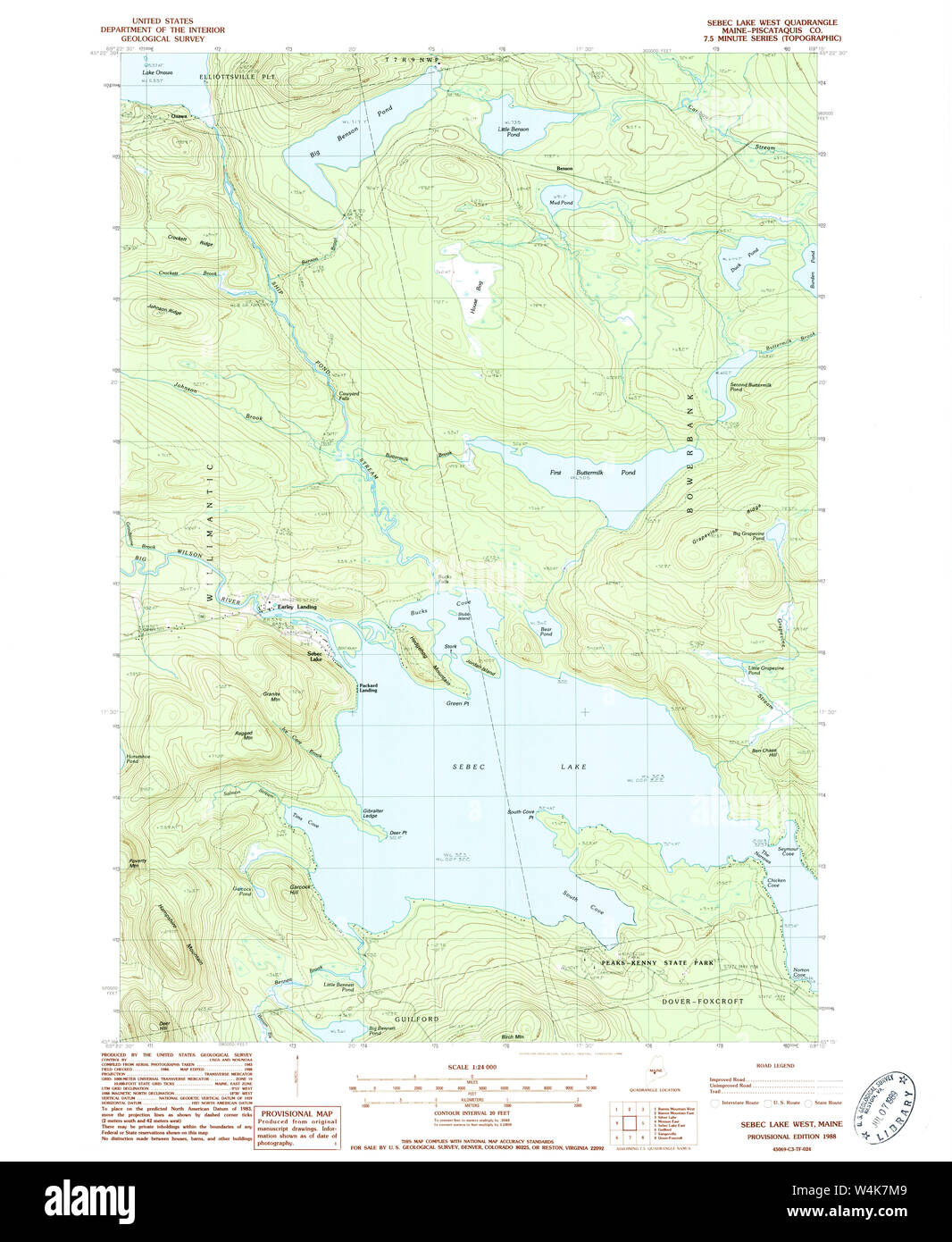 Maine USGS Historical Map Sebec Lake West 460862 1988 24000 Restoration ...
