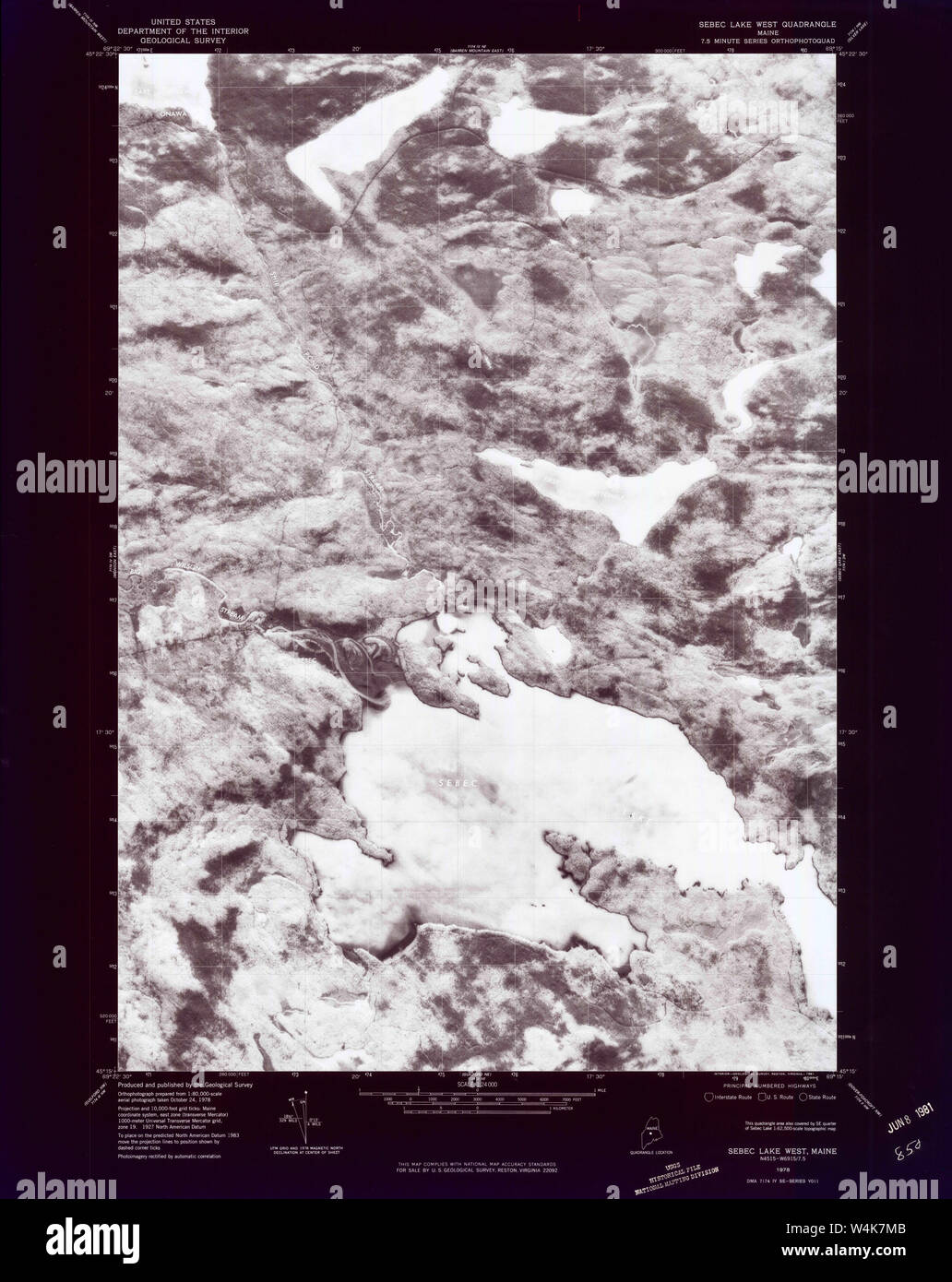Maine USGS Historical Map Sebec Lake West 807147 1978 24000 Inversion ...