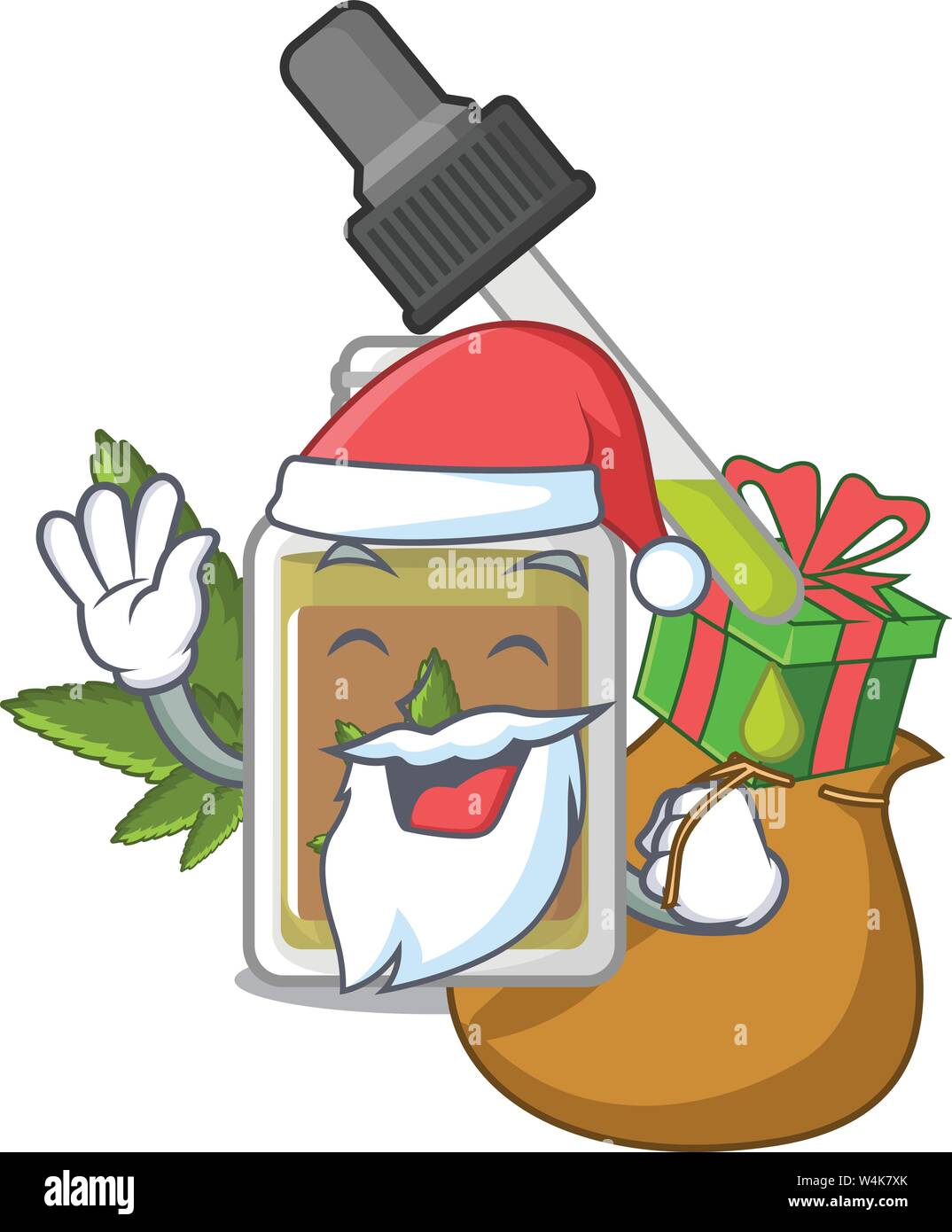 Santa with gift hemp oil at the mascot table vector illustration Stock ...