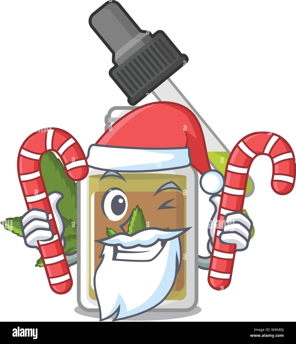 Santa with candy hemp oil at the mascot table vector illustration Stock ...