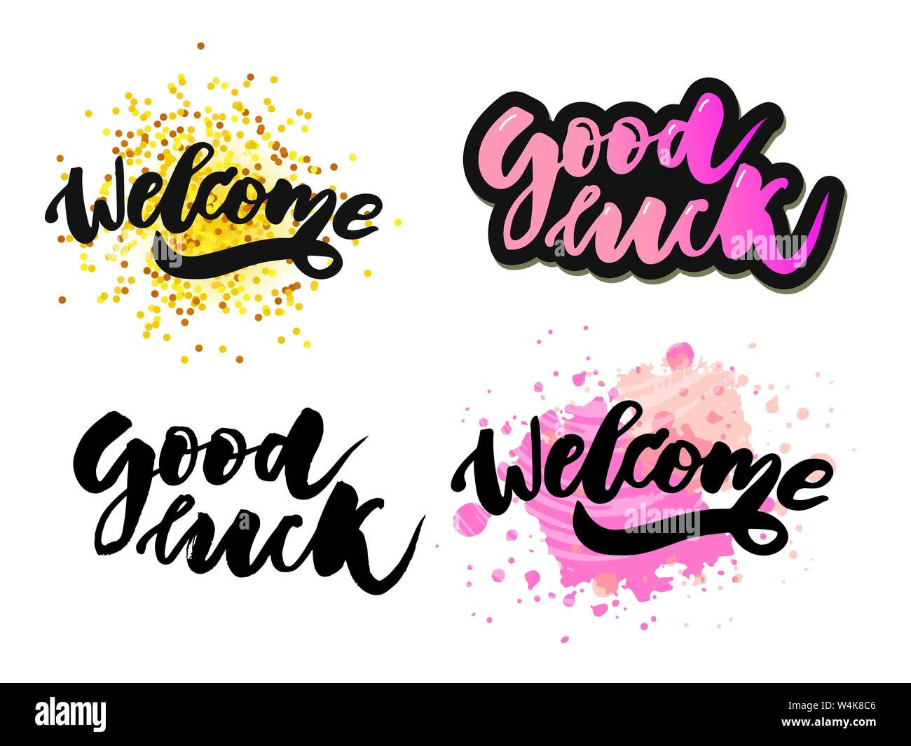 welcome good luck lettering text. Modern calligraphy style illustration ...