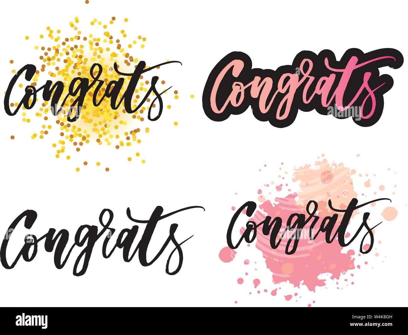 Congrats lettering. Handwritten modern calligraphy, brush painted ...