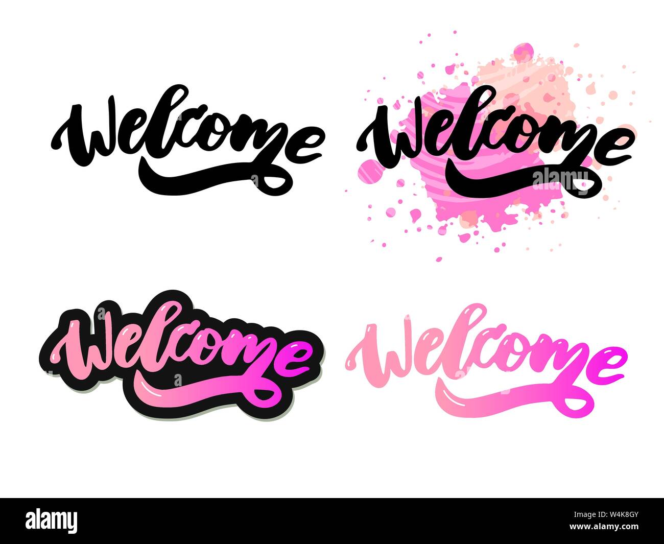 welcome lettering text. Modern calligraphy style illustration Stock ...