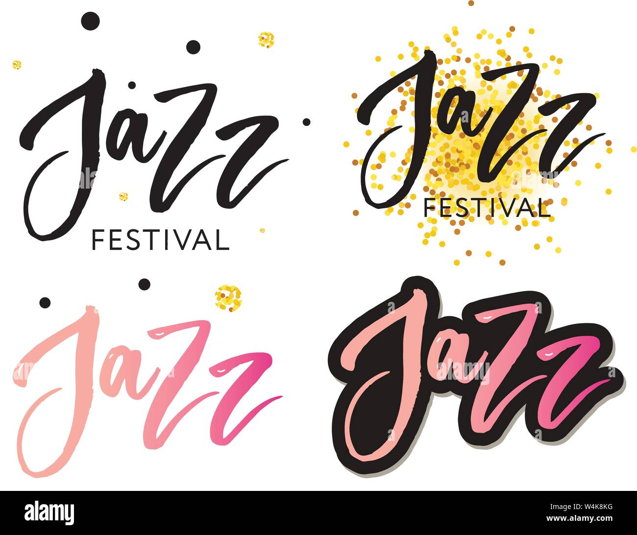 Hand drawn lettering quotes about Jazz festival collections isolated on ...