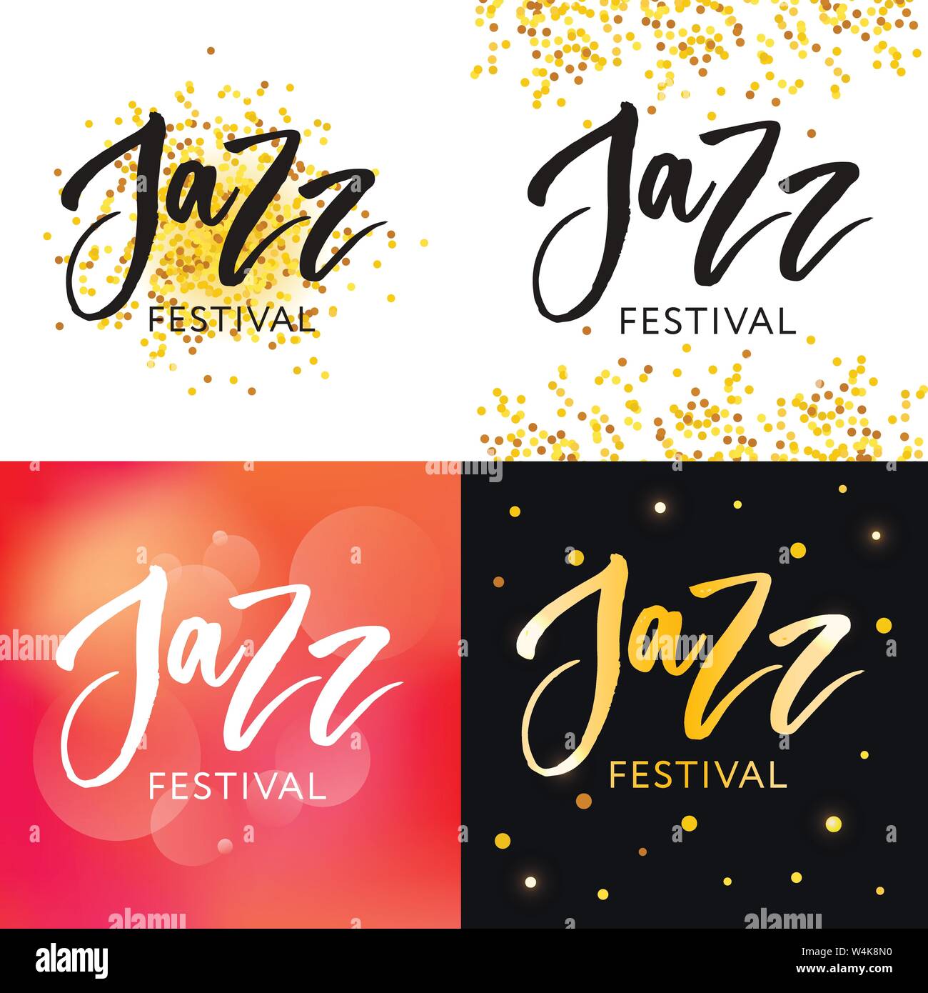 Hand drawn lettering quotes about Jazz festival collections isolated on ...