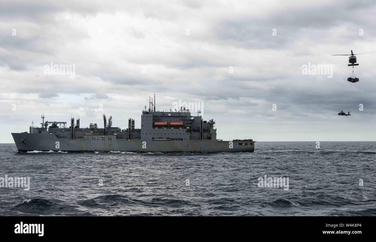 190721-N-ZQ950-1153 CORAL SEA (July 21, 2019) Two MH-60S Sea Hawks ...