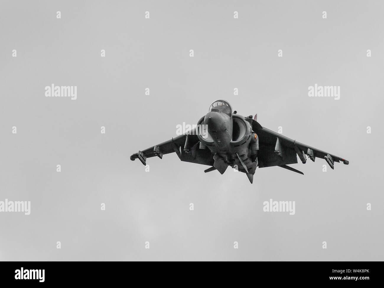 A Spanish Navy AV-8B Harrier II displays its hover capability during ...