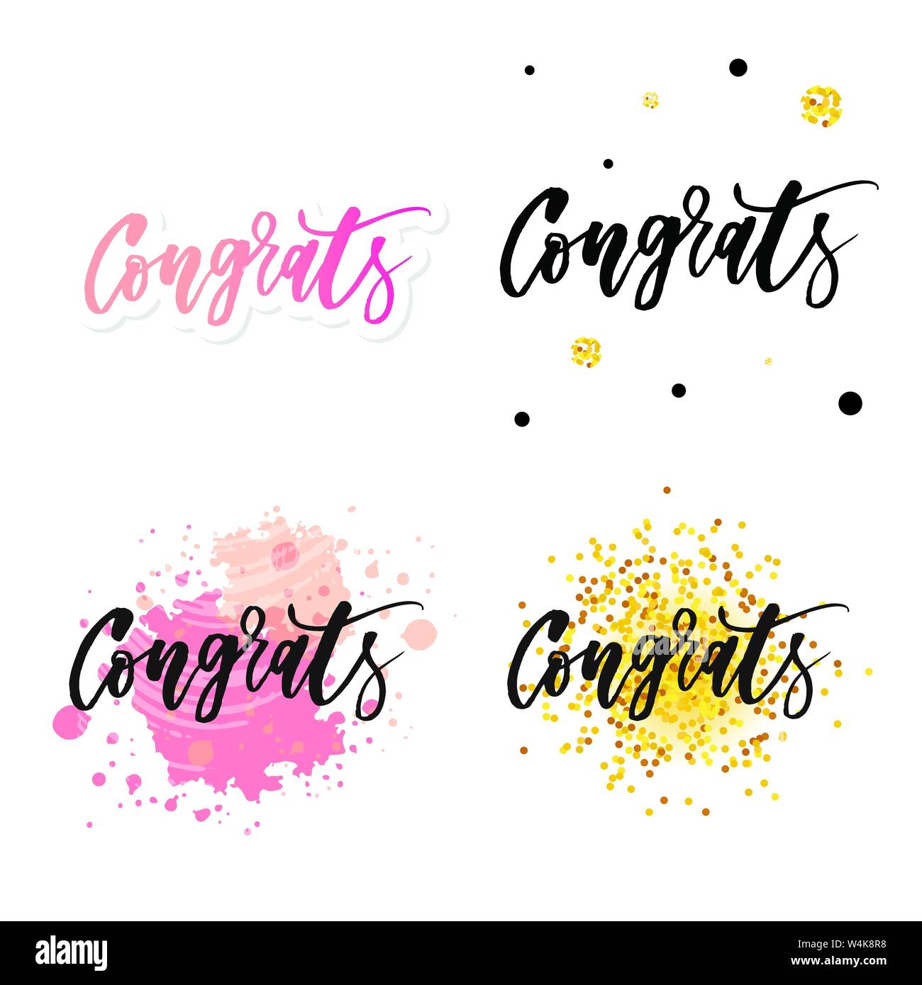 Congrats lettering. Handwritten modern calligraphy, brush painted ...
