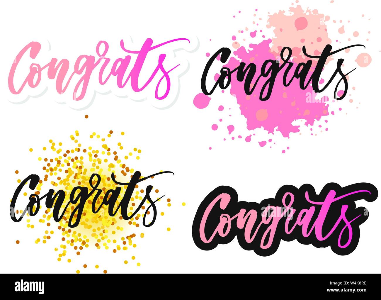 Congrats lettering. Handwritten modern calligraphy, brush painted ...