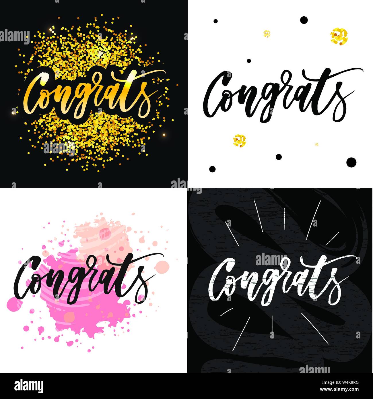 Congrats lettering. Handwritten modern calligraphy, brush painted ...