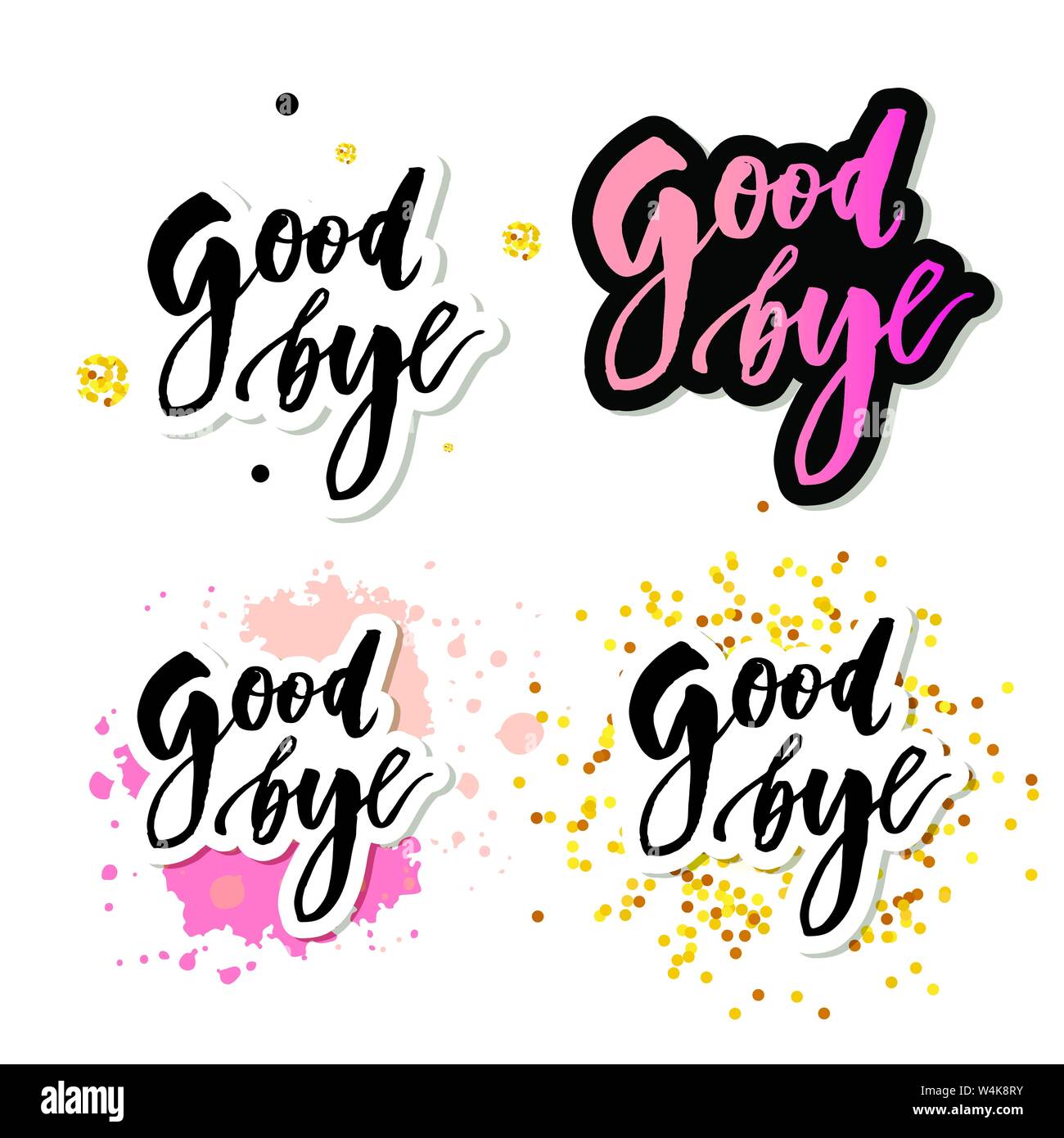 Goodbye Lettering Calligraphy Phrase Bye Vector Watercolor Illustration ...