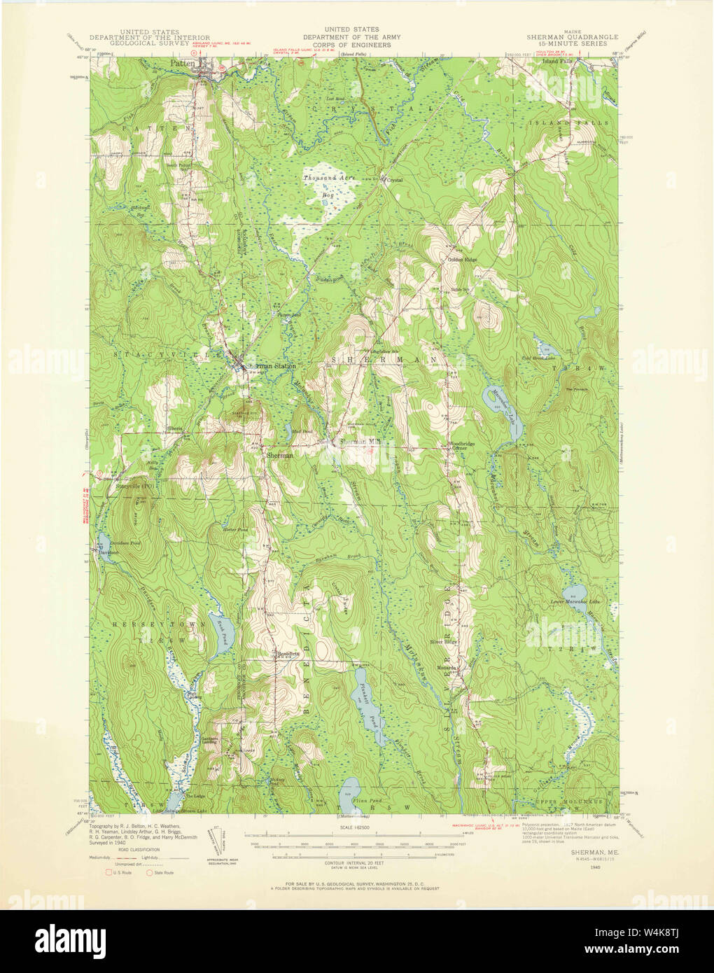 Maine USGS Historical Map Sherman 306775 1940 62500 Restoration Stock ...