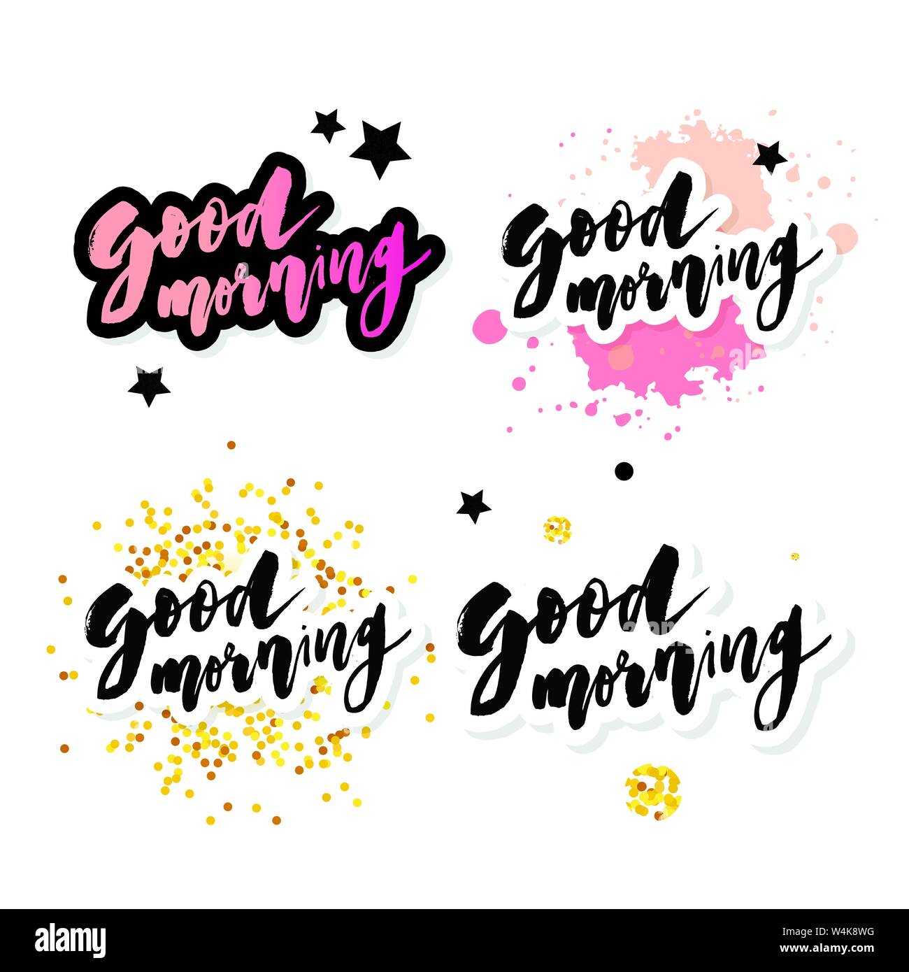 Good Morning lettering text vector illustration Stock Vector Image ...