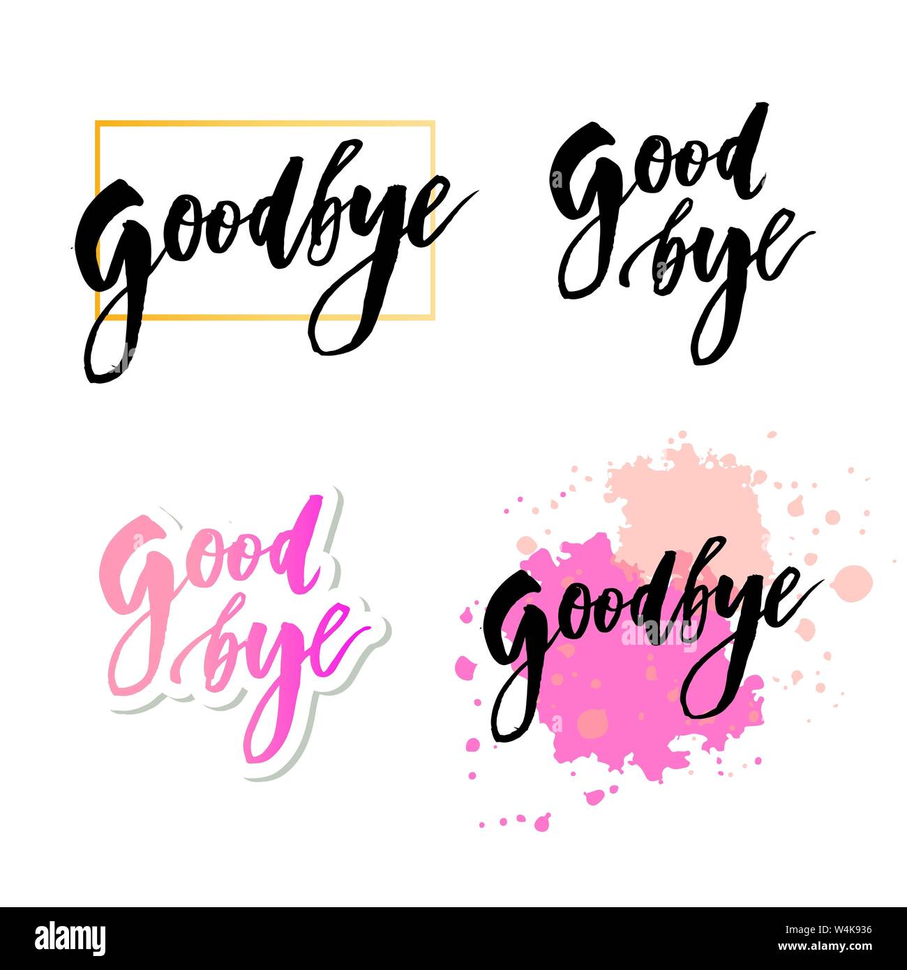 Goodbye Lettering Calligraphy Phrase Bye Vector Watercolor Illustration ...