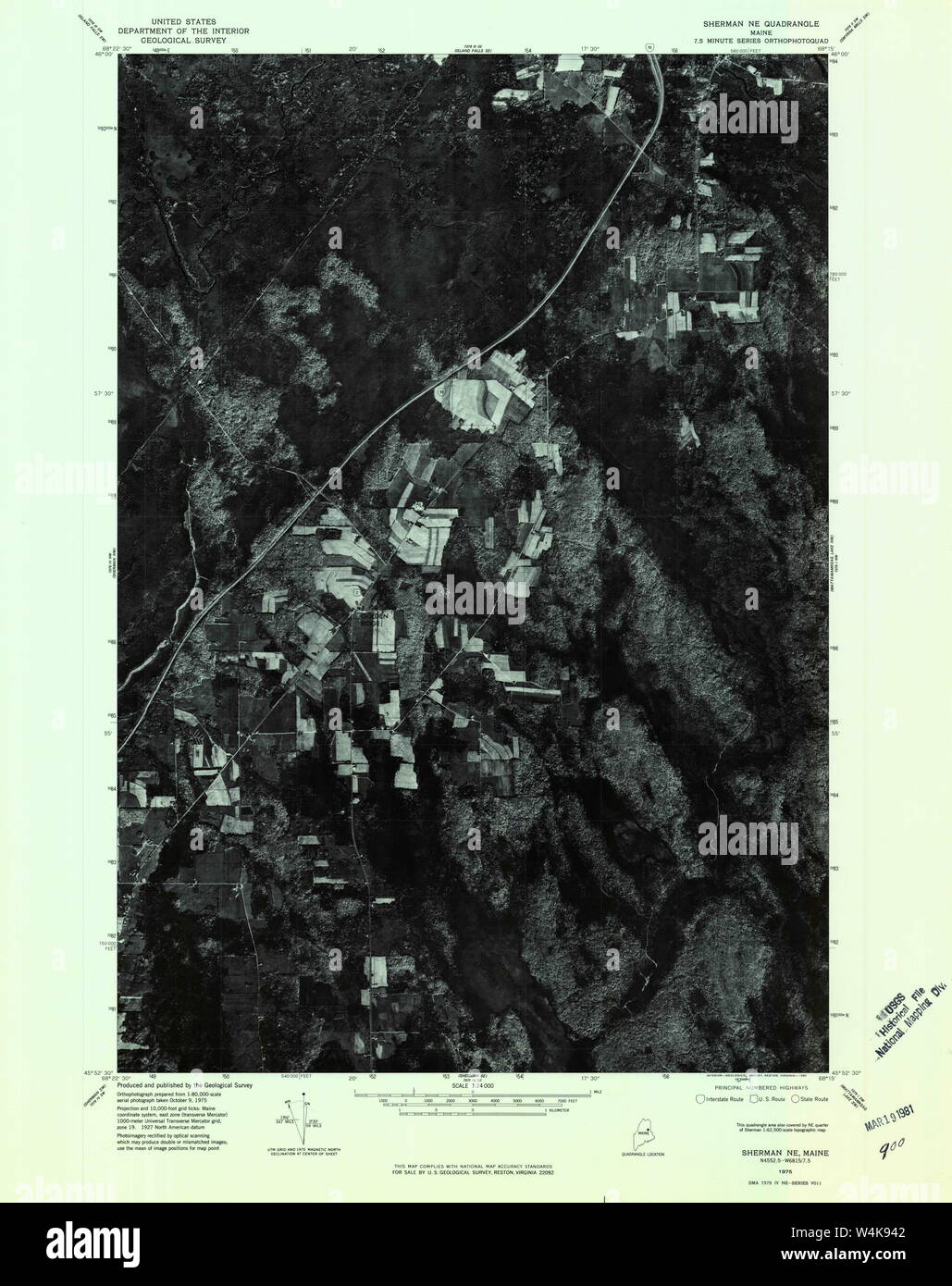 Maine USGS Historical Map Sherman NE 807149 1975 24000 Restoration ...