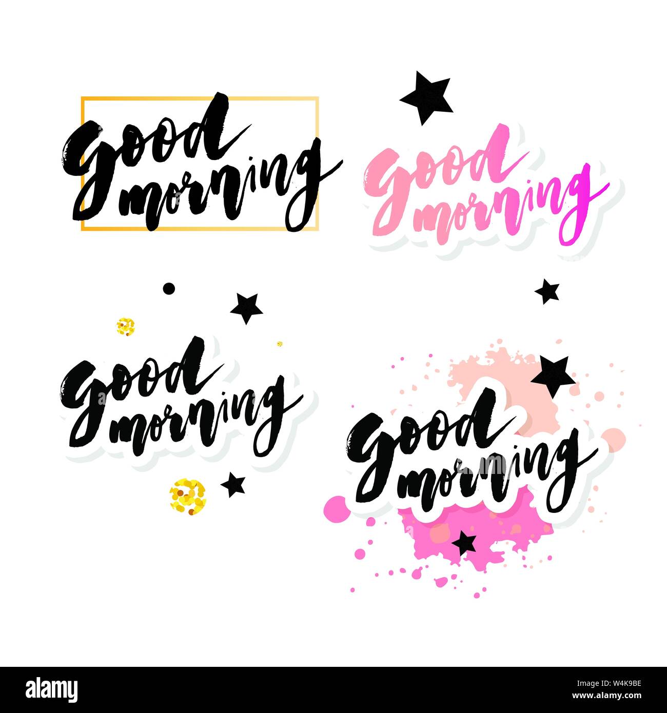 Good Morning lettering text vector illustration Stock Vector Image ...