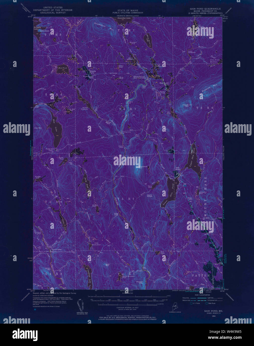 Maine USGS Historical Map Shin Pond 306778 1954 62500 Inversion ...