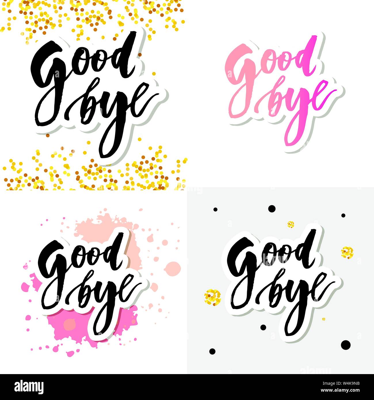 Goodbye Lettering Calligraphy Phrase Bye Vector Watercolor Illustration ...