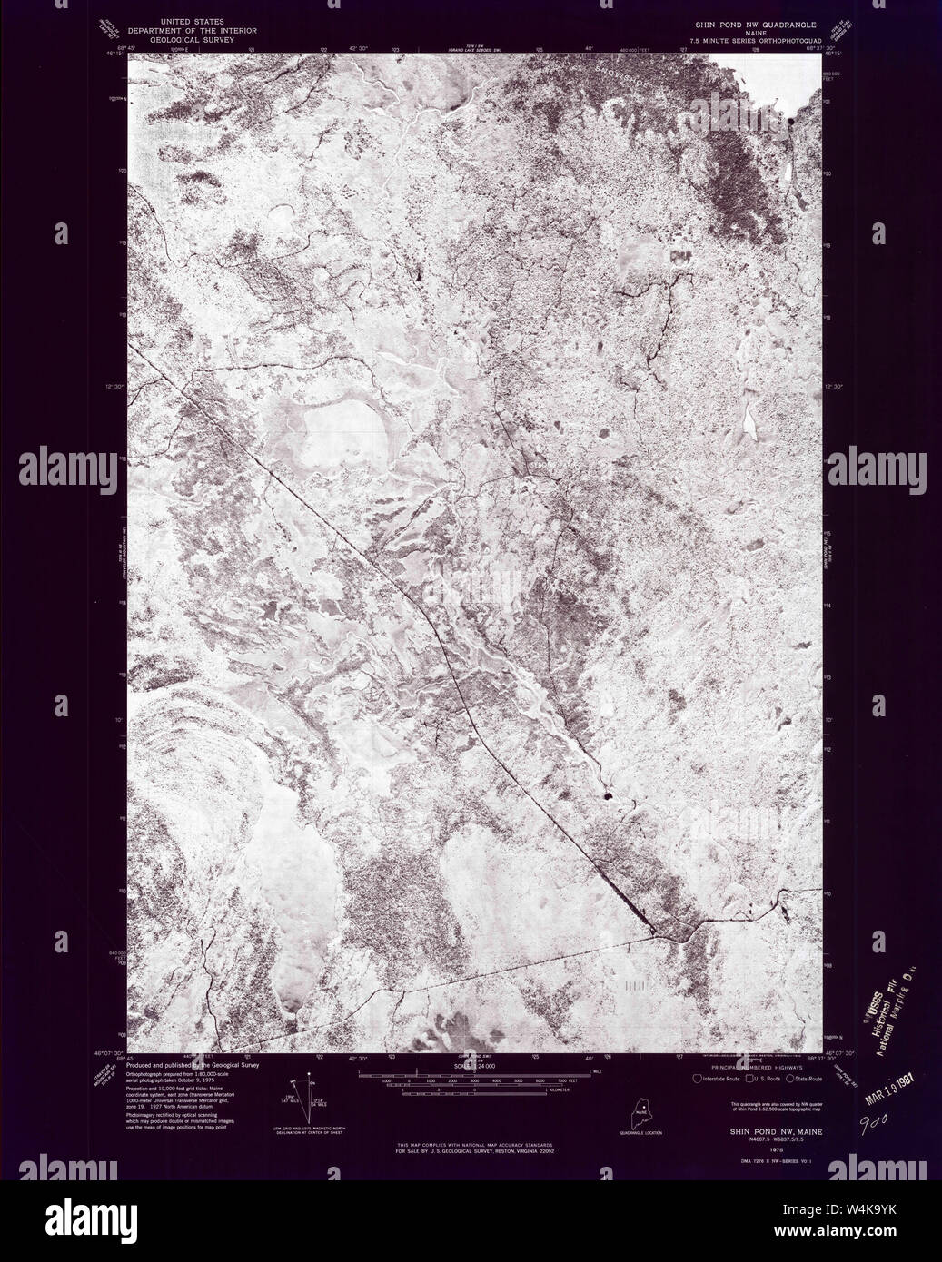 Maine USGS Historical Map Shin Pond NW 807156 1975 24000 Inversion ...