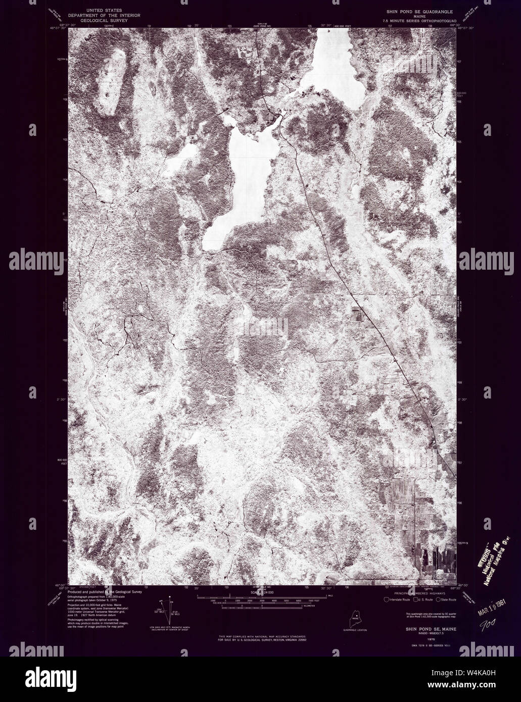 Maine USGS Historical Map Shin Pond SE 807157 1975 24000 Inversion ...